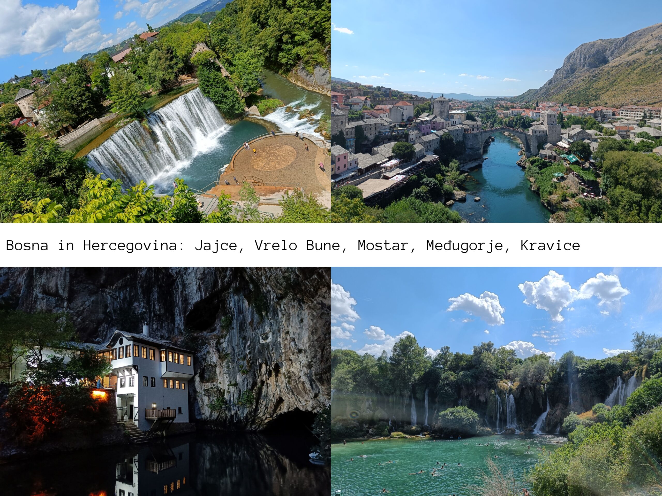 Bosna in Hercegovina: Jajce, Vrelo Bune, Mostar, Međugorje in Kravice